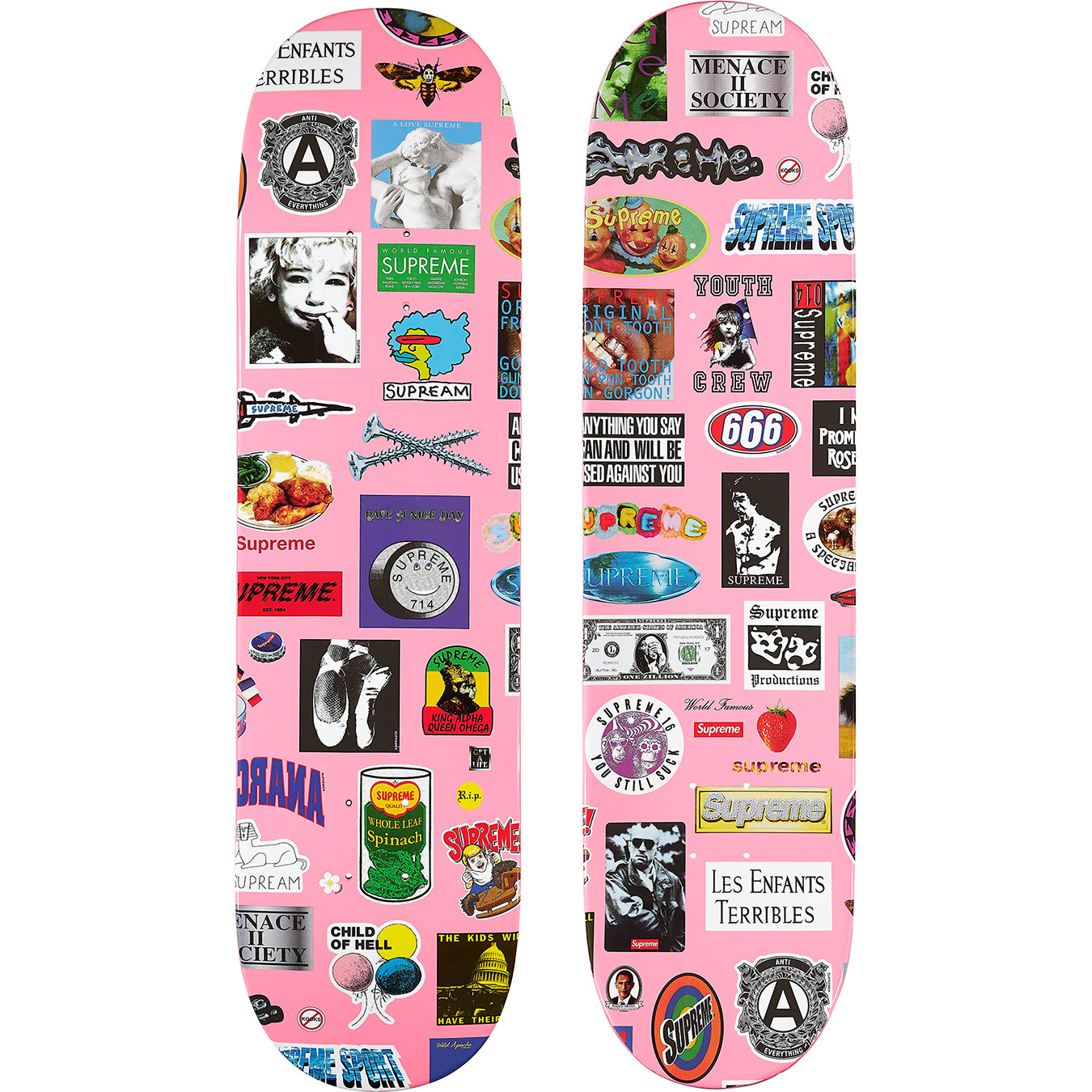 Supreme Stickers Skateboard Deck Pink - Novelship