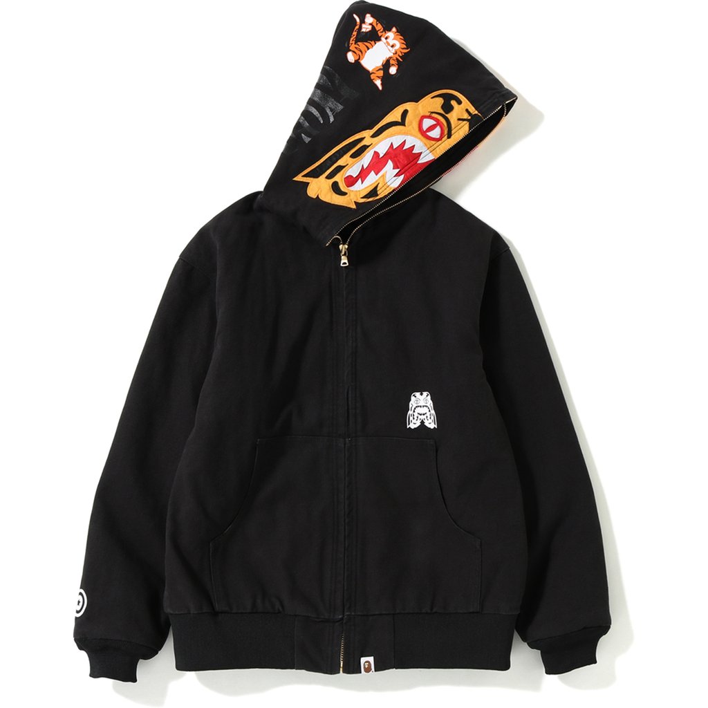 Bape Tiger Work Hoodie Jacket Black - Novelship